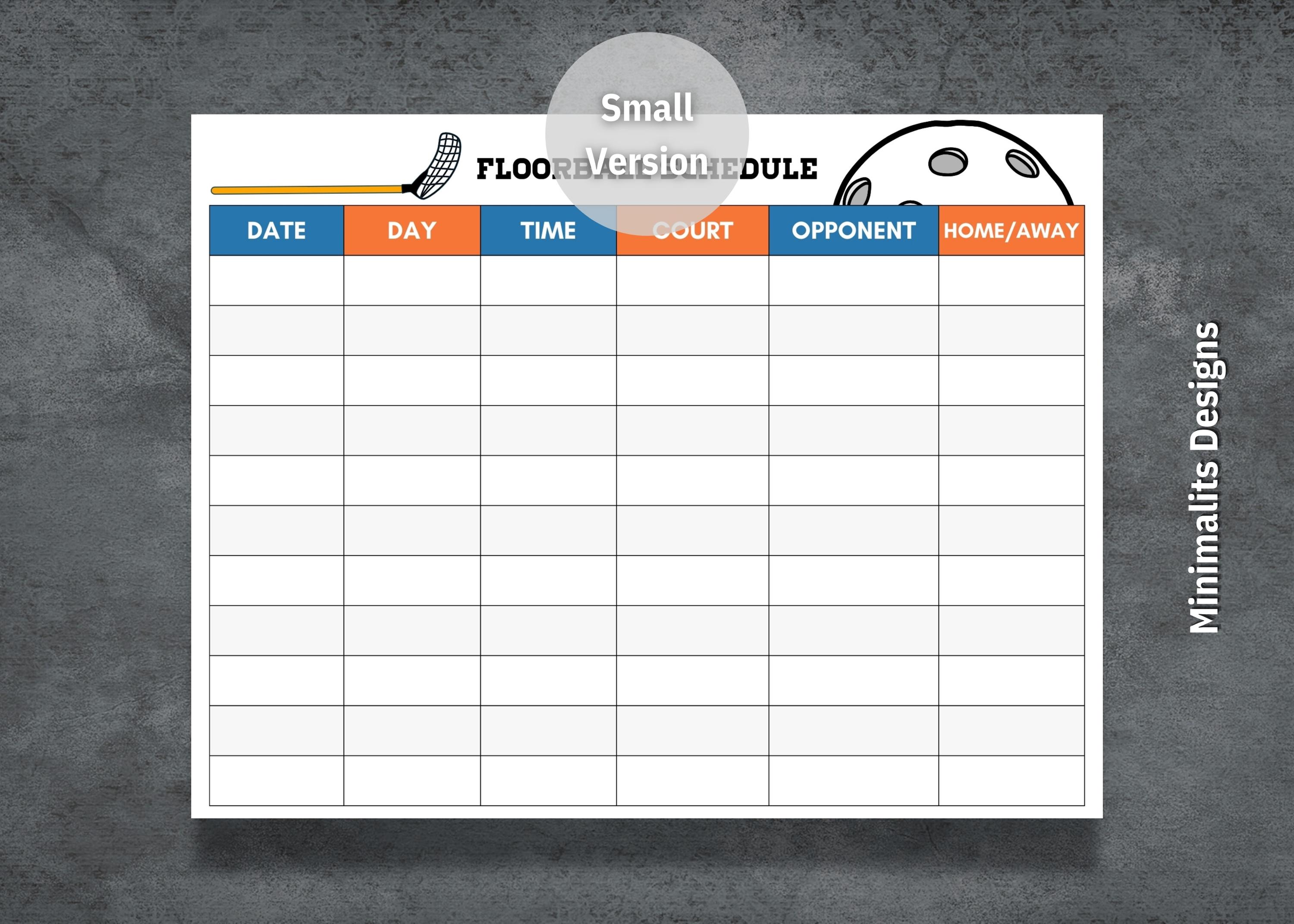 Floorball Schedule Template, Printable Floorball Schedule, Editable ...