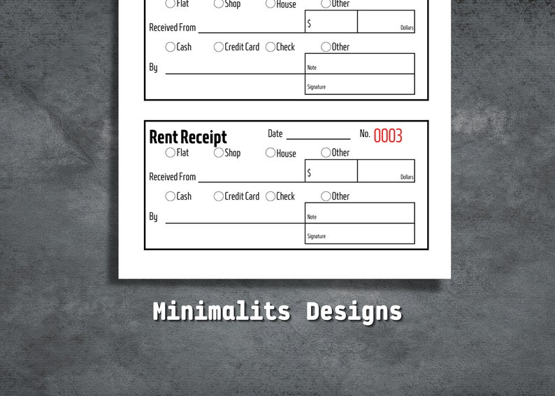 Rent Receipt Printable Receipt Cash Receipt Rent Receipt - Etsy