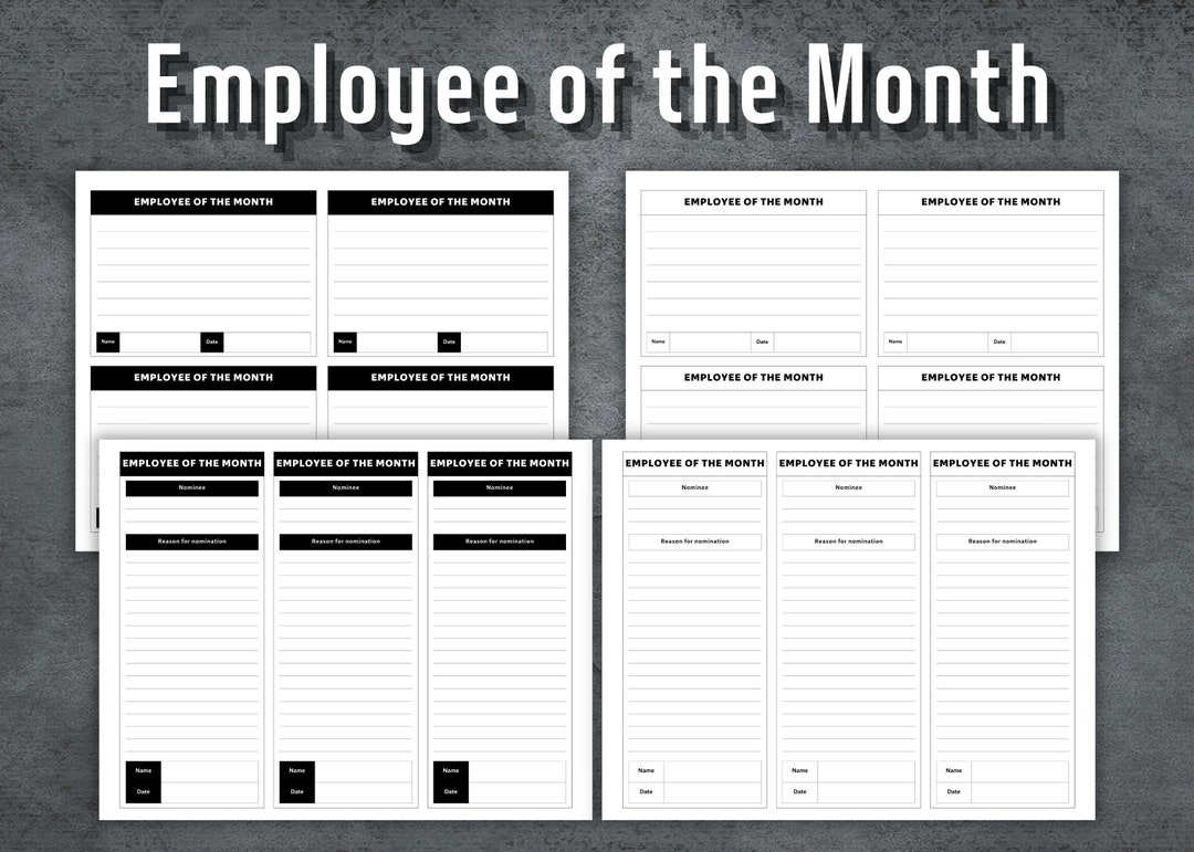 Employee of the Month, Employee of the Month Card, Employee Nomination ...