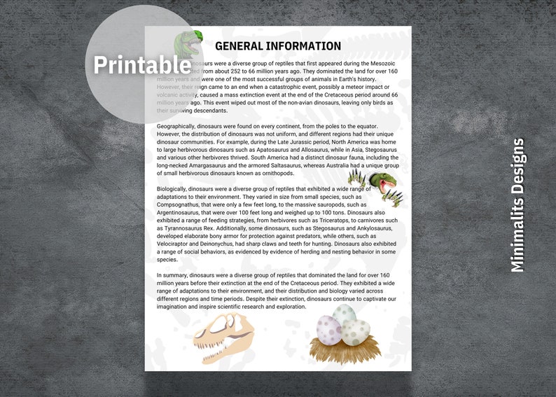 Dinosaurs Flash Cards, Montessori Flash Cards, Printable Cards ...