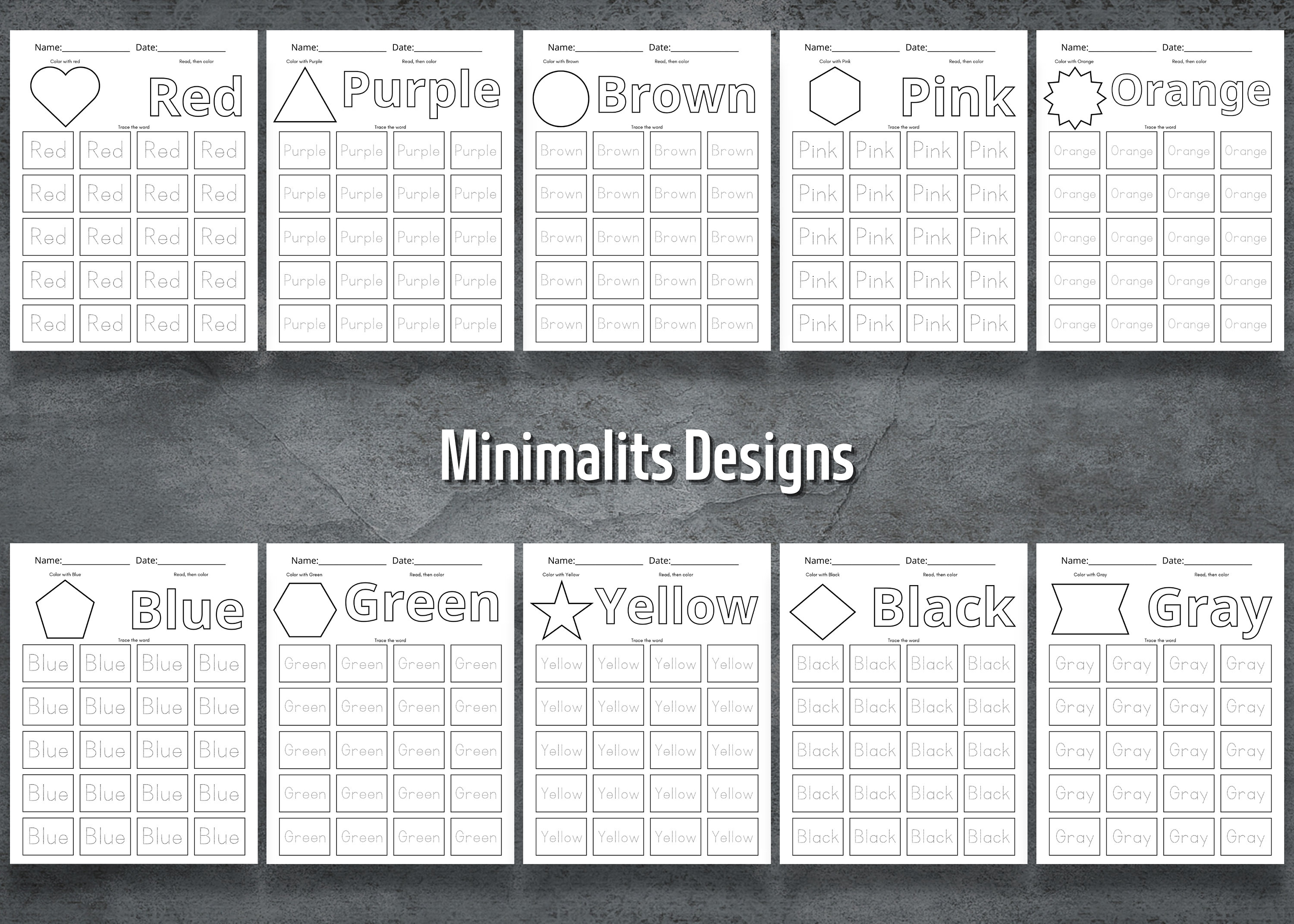 Colors Tracing Worksheet, Printable Colors Worksheets, Homeschool ...