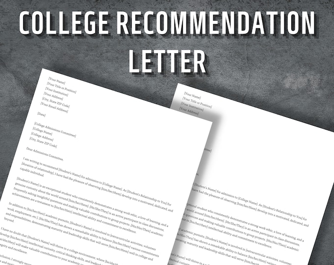 Letter of Recommendation for a High School Student, College Admission ...