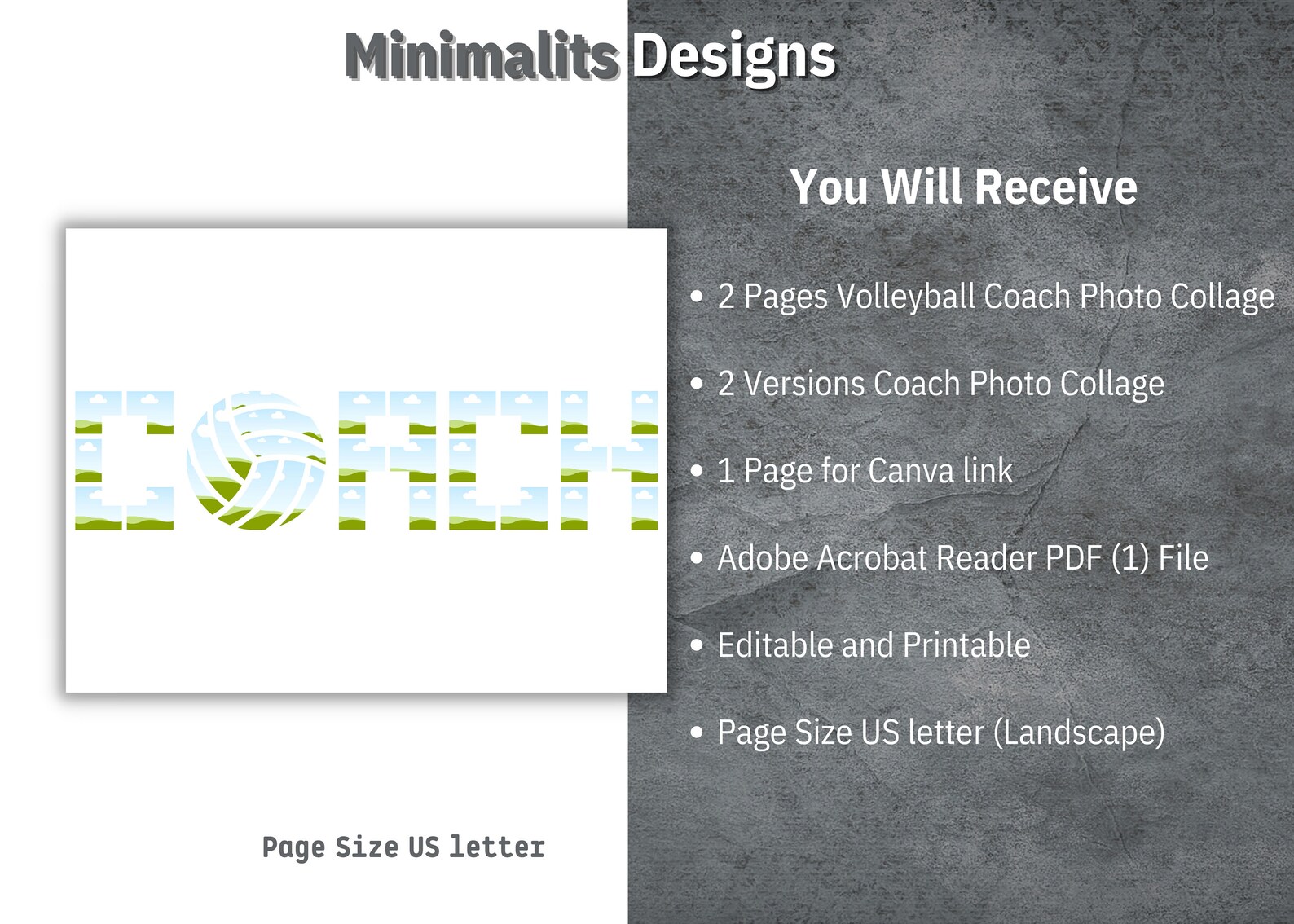 Volleyball Coach Photo Collage, Editable Canva Template, Volleyball ...