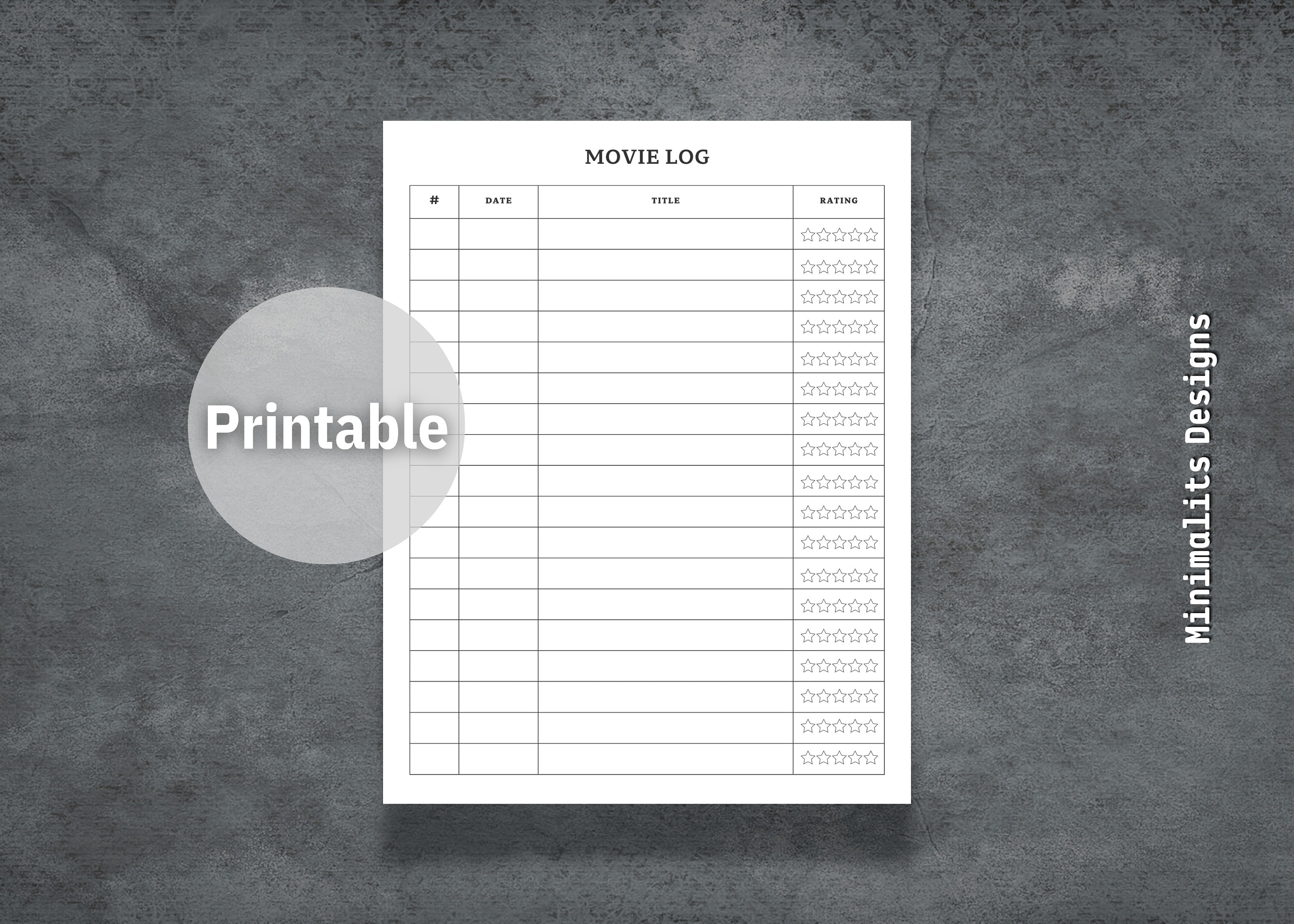 Movie Log, Movie Tracker, Printable Movie Log, Movie List, Movie Review ...