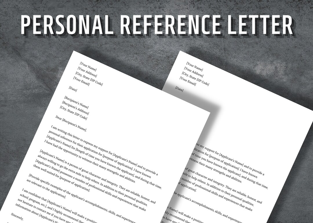 Personal Reference Letter Supporting Letter Printable Reference