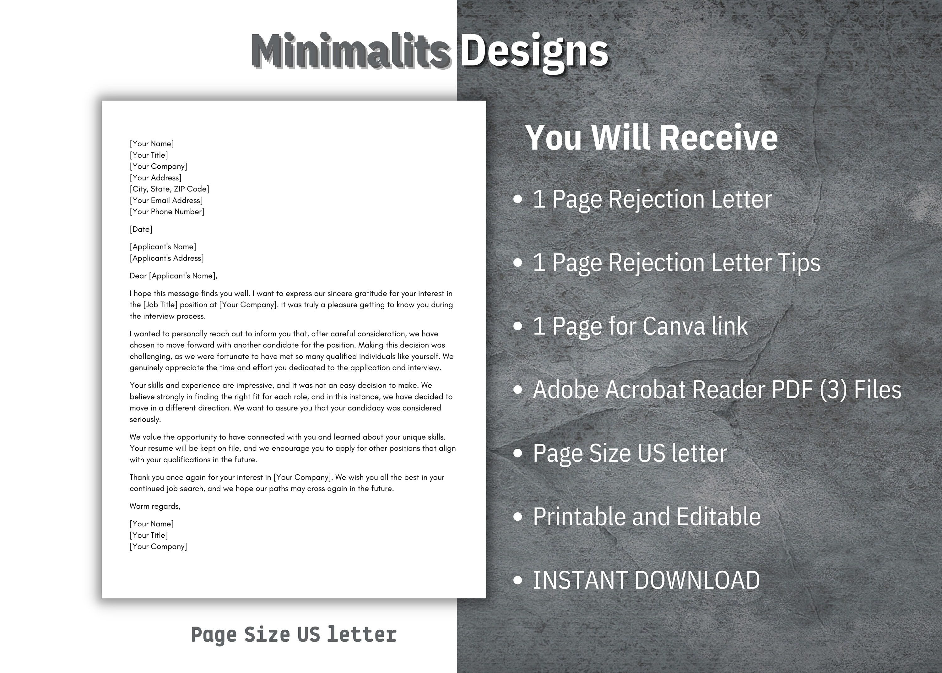 Rejection Letter Template, Printable Rejection Letter, Job Rejection ...