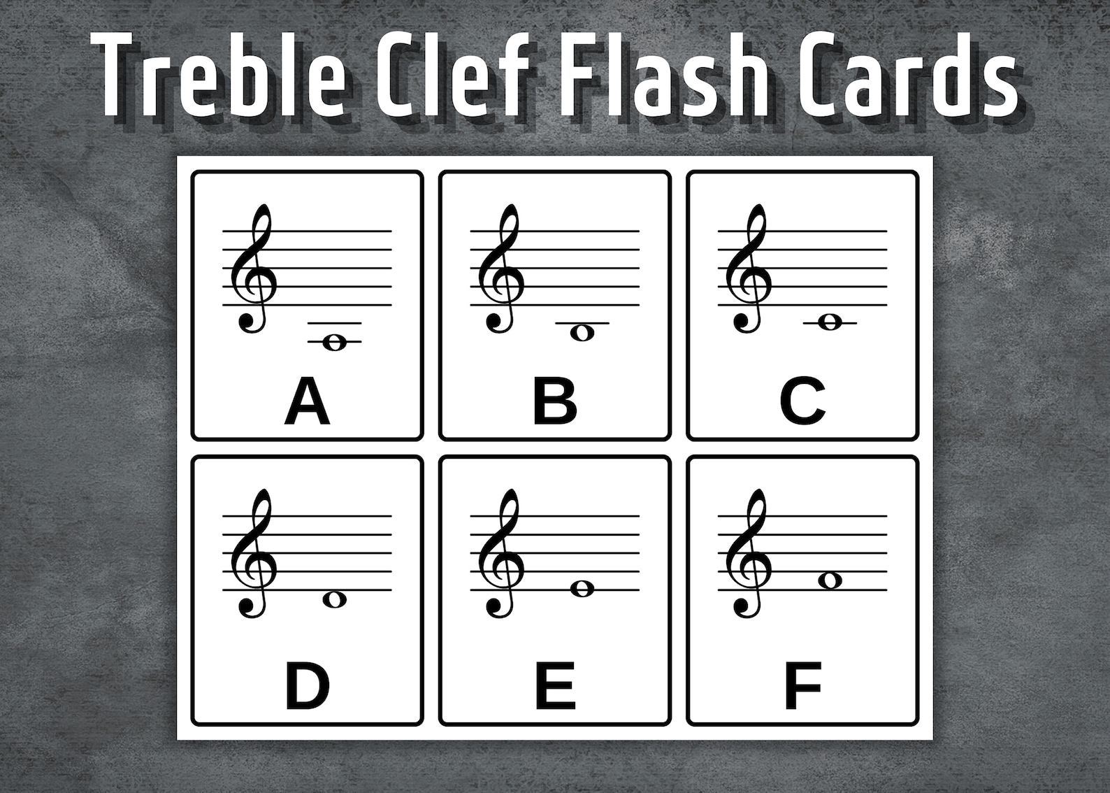 Treble Clef Flash Cards, Printable Music Note Flash Cards, Treble Clef ...