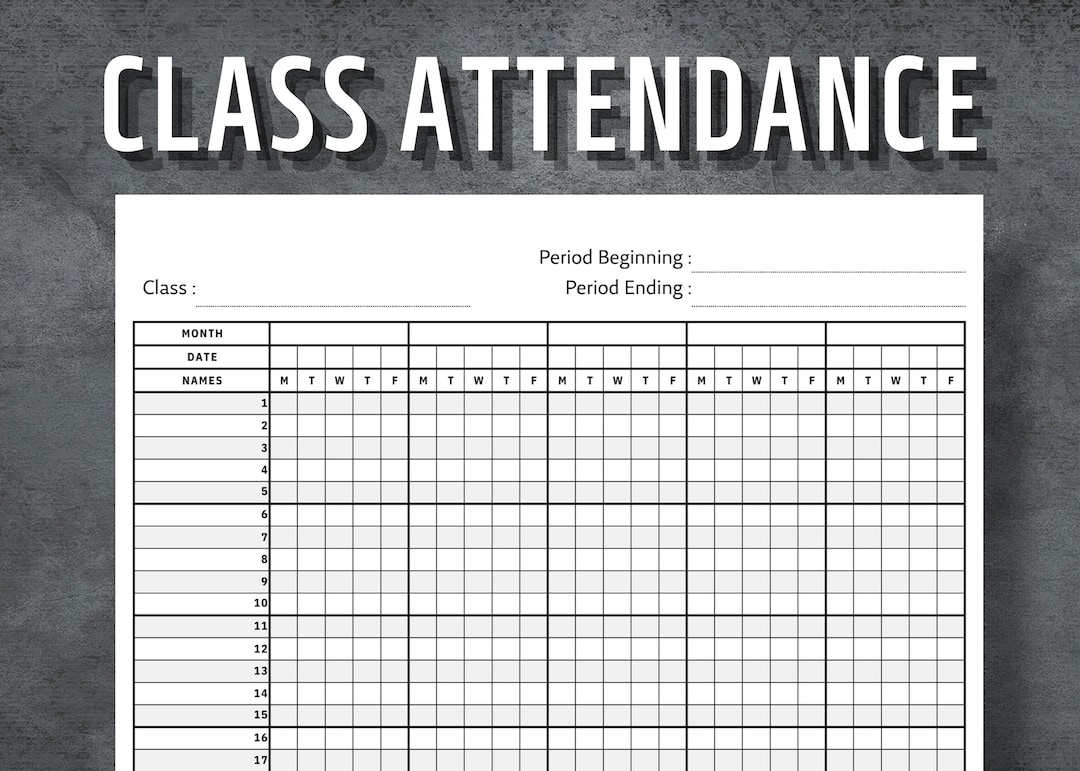 Class Attendance, Class Record, Attendance Log, Grade Book, Classroom ...
