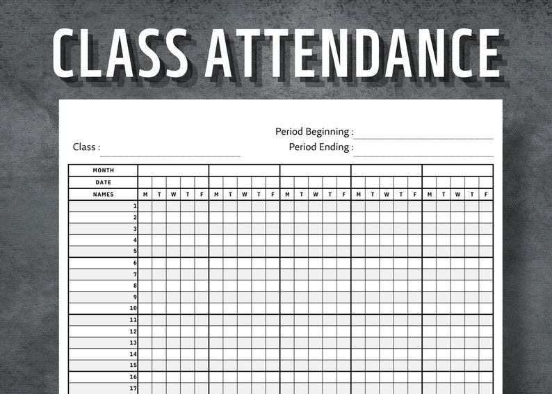 Class Attendance, Class Record, Attendance Log, Grade Book, Classroom ...