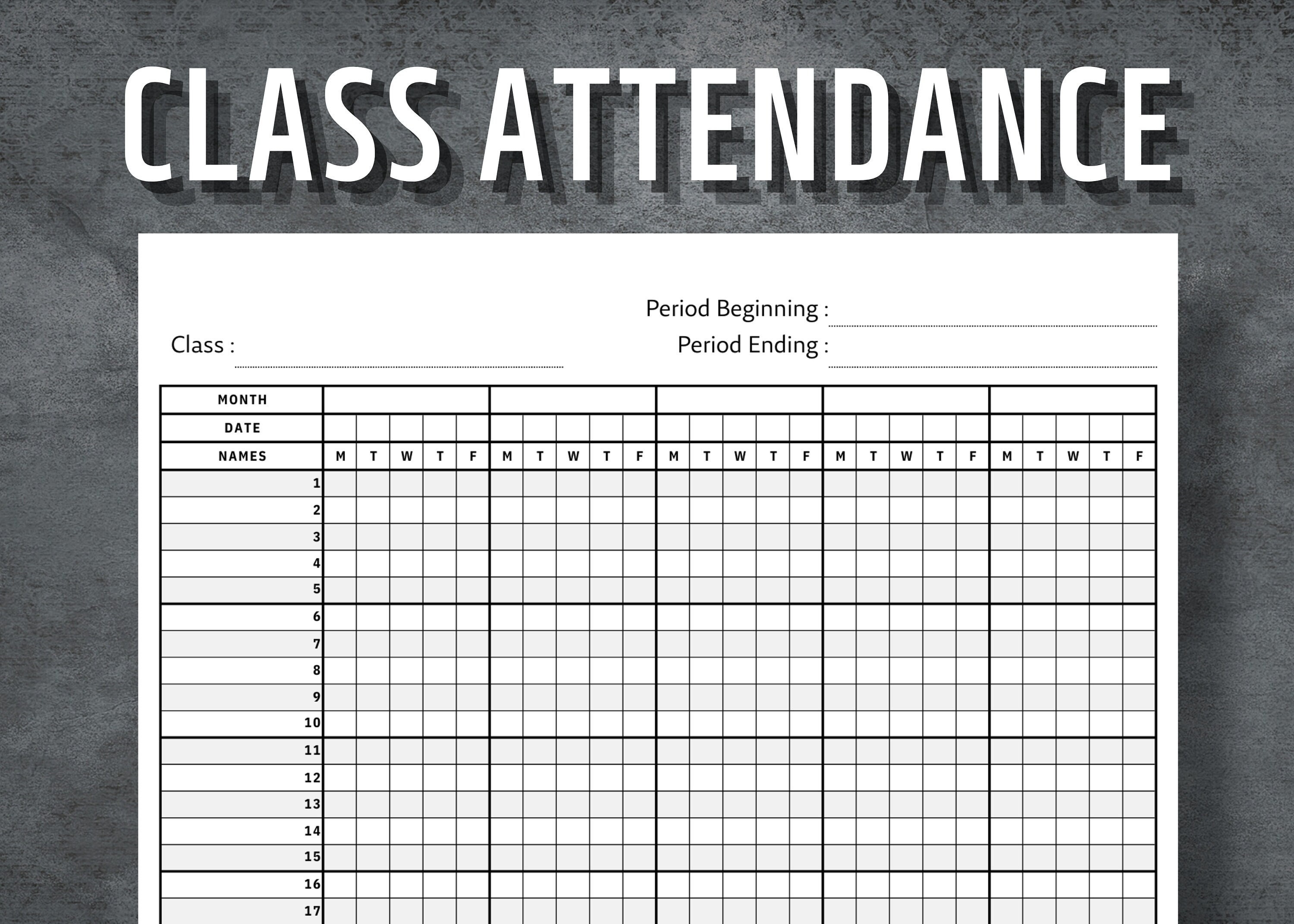 Class Attendance, Class Record, Attendance Log, Grade Book, Classroom ...