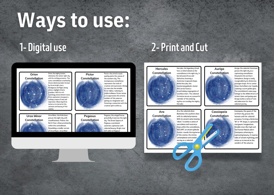 Constellations Flashcards, Preschool Flashcards, Printable Montessori ...