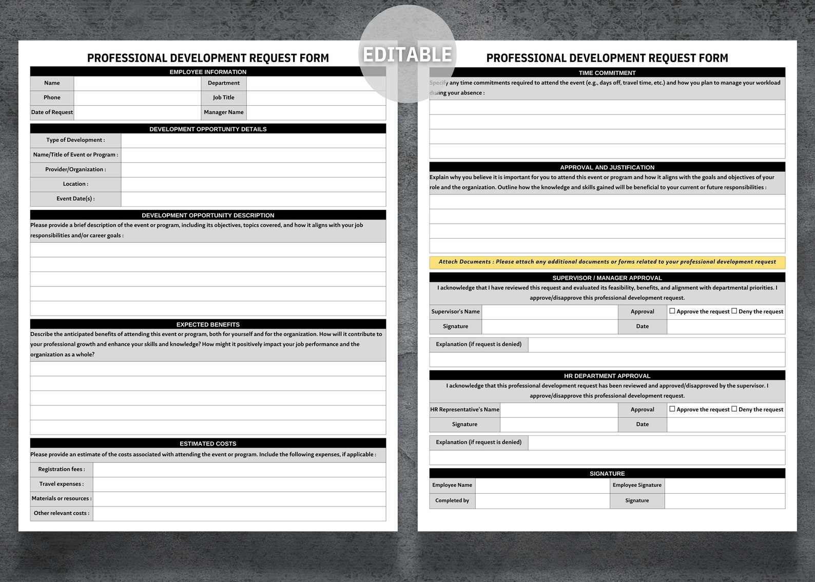 Professional Development Request Form, Printable Continuing Education ...