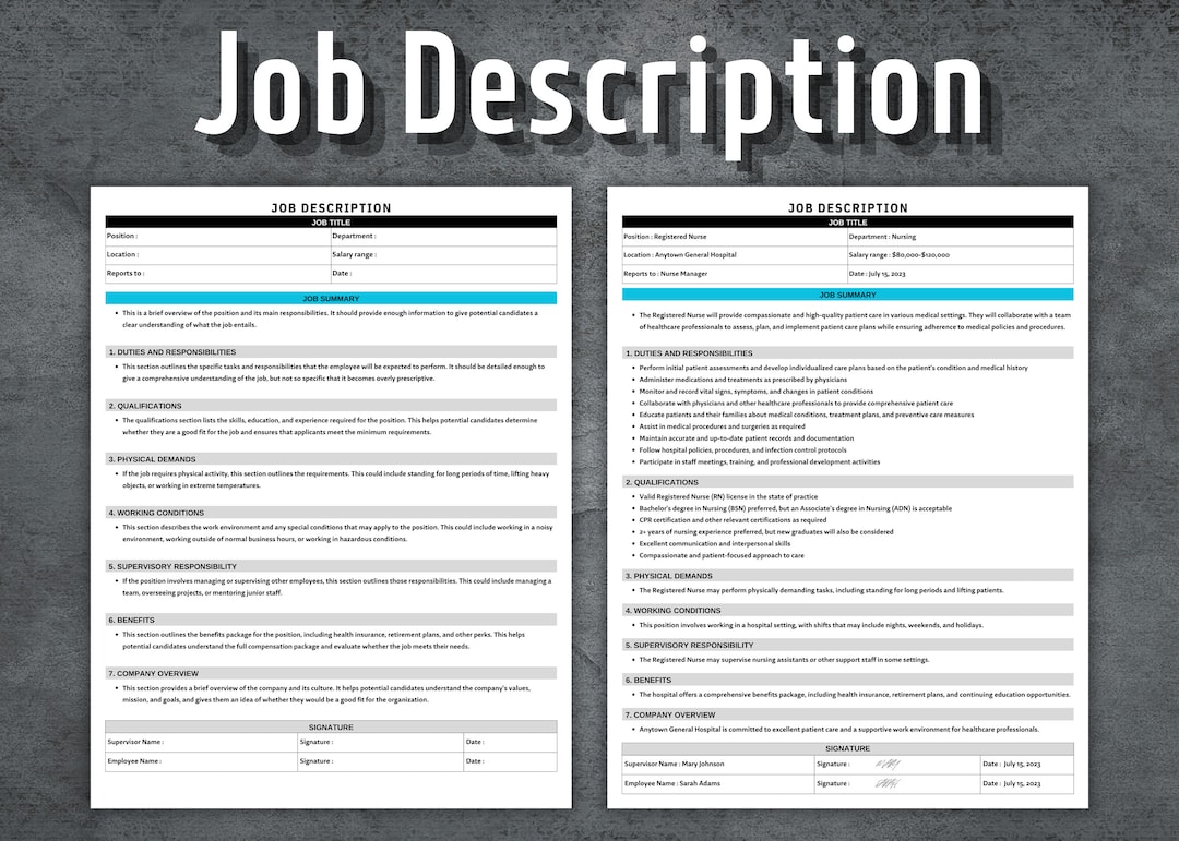 Job Description Template, Editable Job Description, Human Resources ...