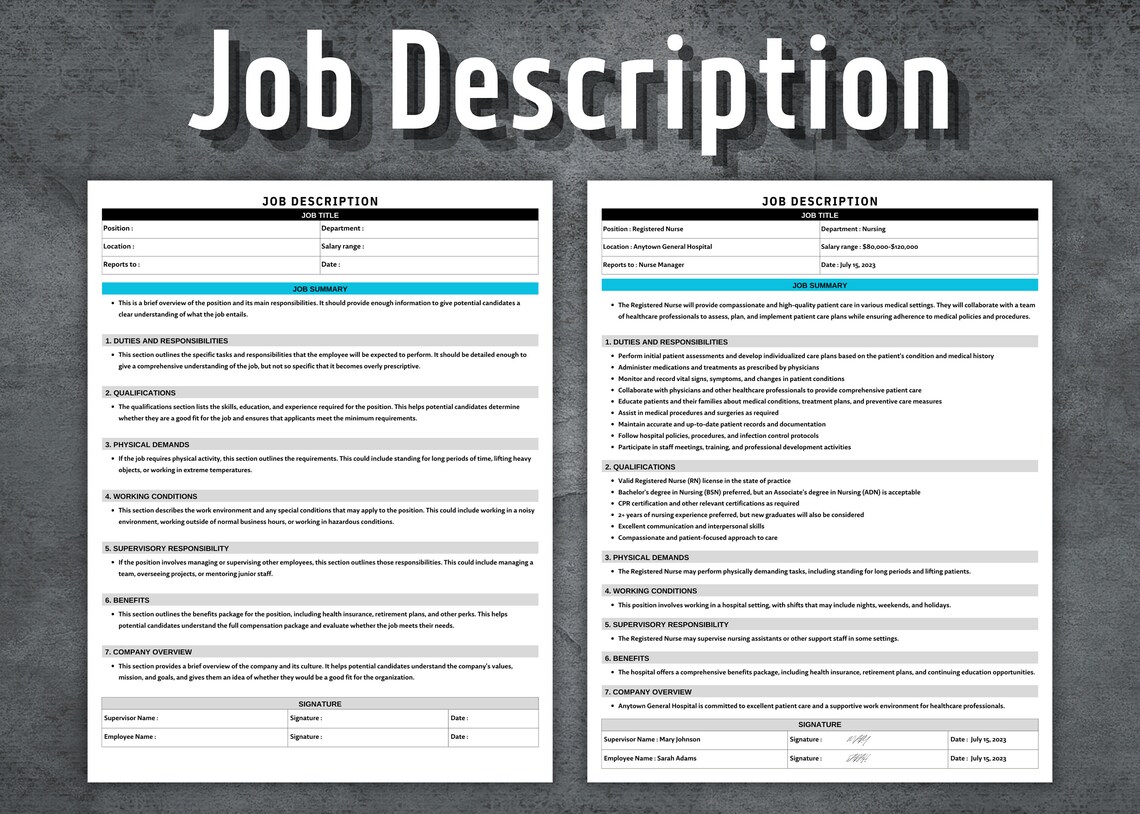 Job Description Template, Editable Job Description, Human Resources ...