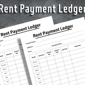Rent Payment Ledger, Rental Payment Template, Monthly Rent Payment ...