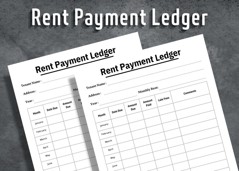 Rent Payment Ledger Rental Payment Template Monthly Rent - Etsy