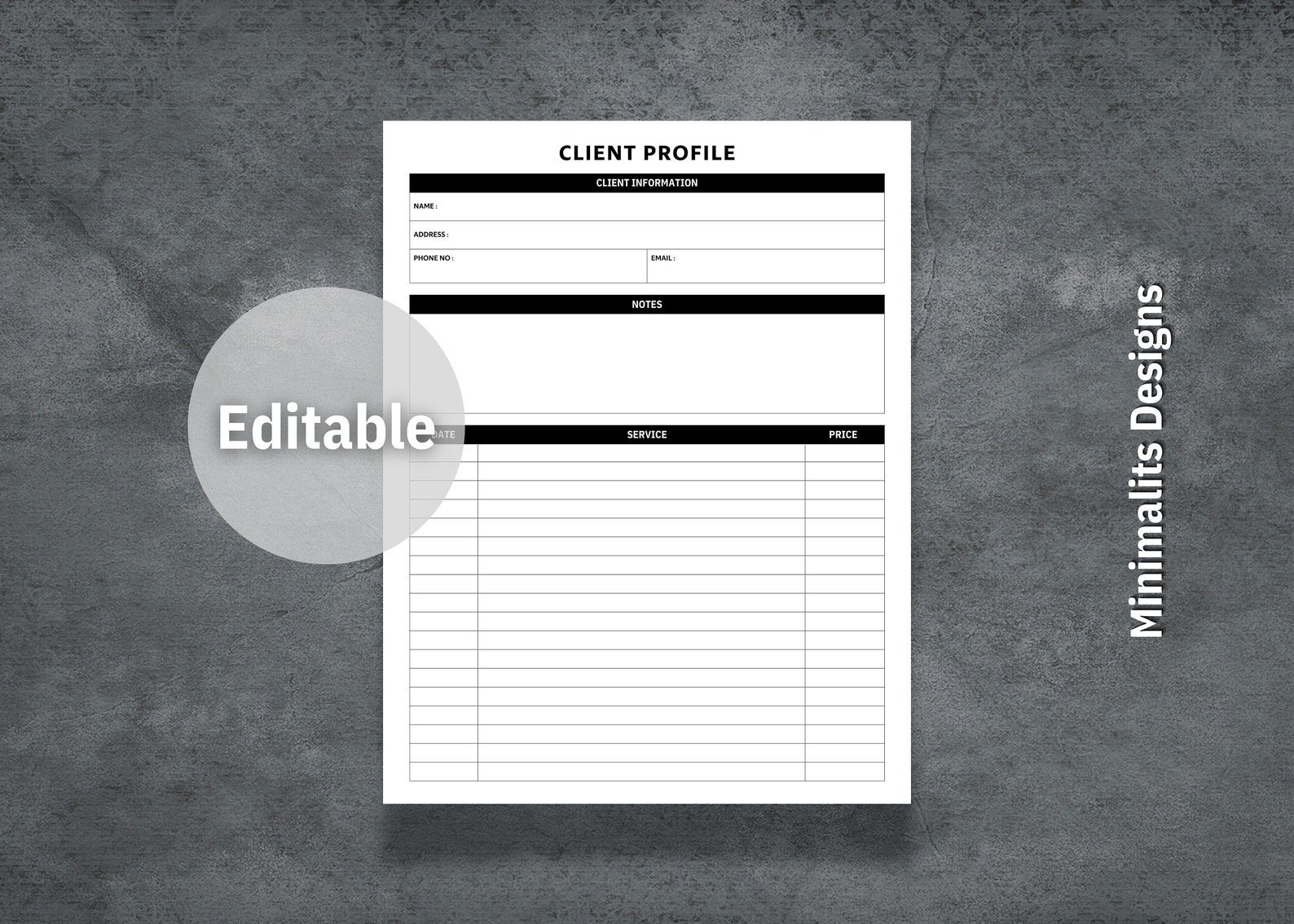 Client Profile Template, Client Information, Customer Information ...