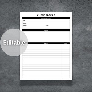 Client Profile Template, Client Information, Customer Information ...