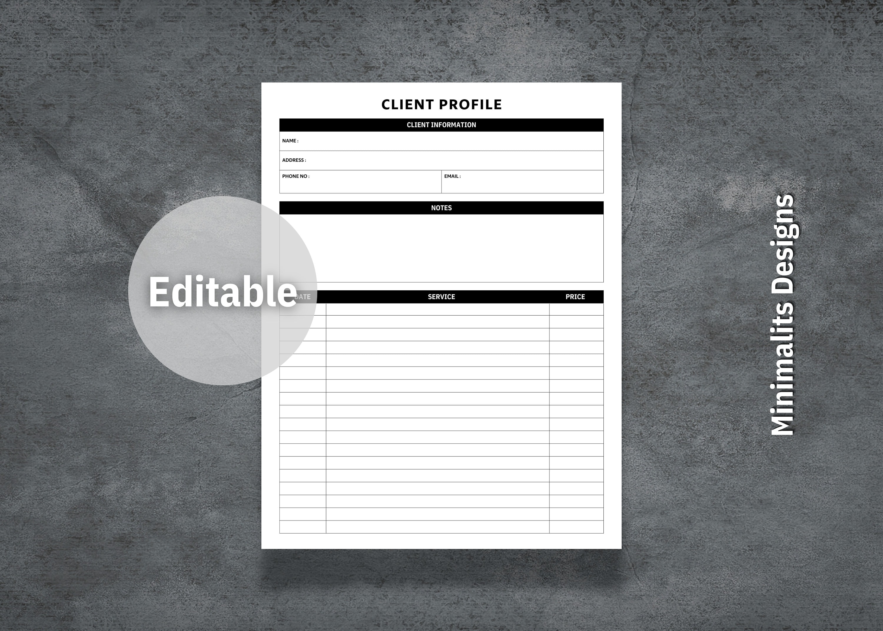 Client Profile Template, Client Information, Customer Information ...