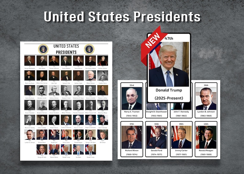 United States Presidents, Preschool Flashcards, Printable Montessori ...