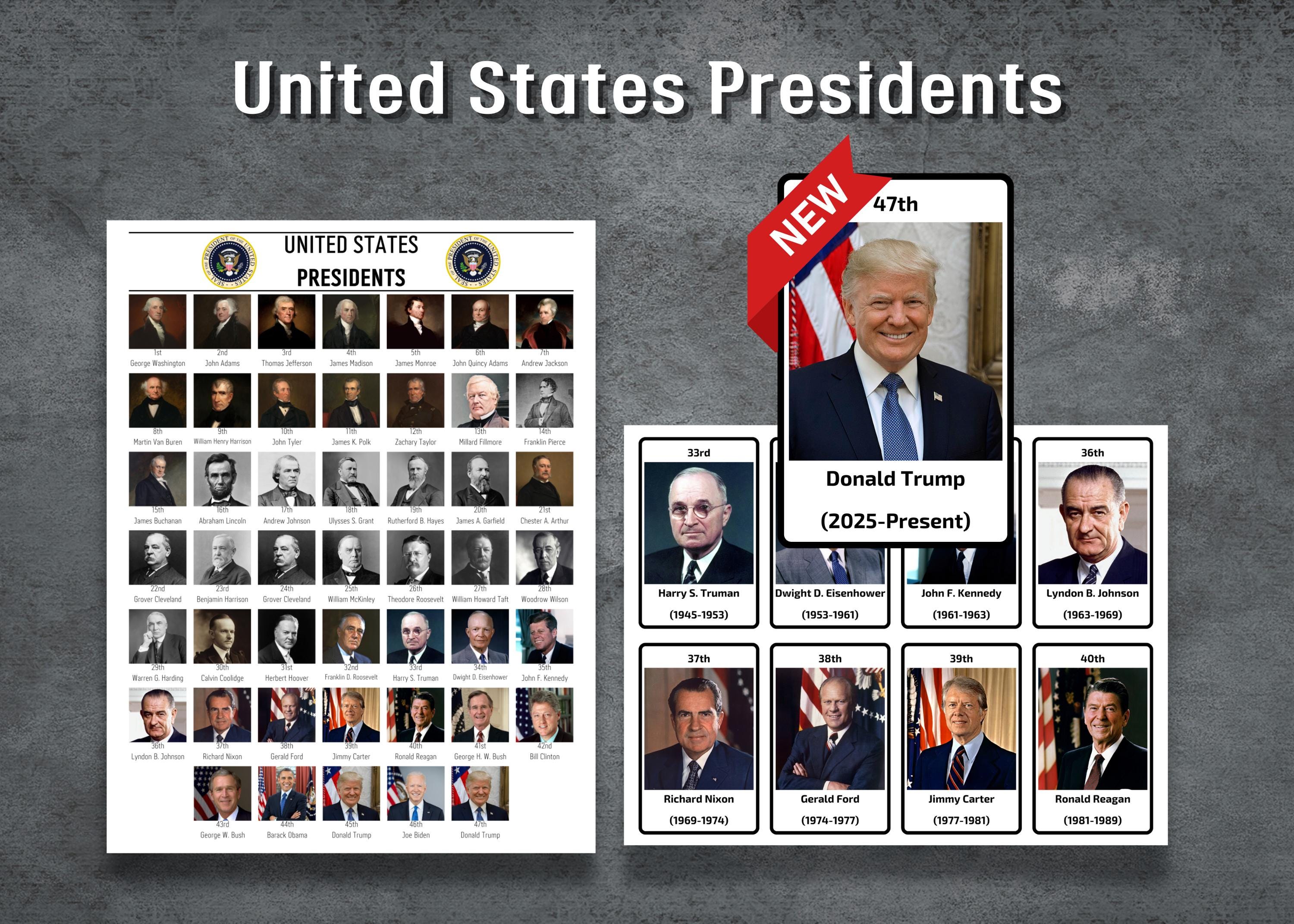 United States Presidents, Preschool Flashcards, Printable Montessori ...