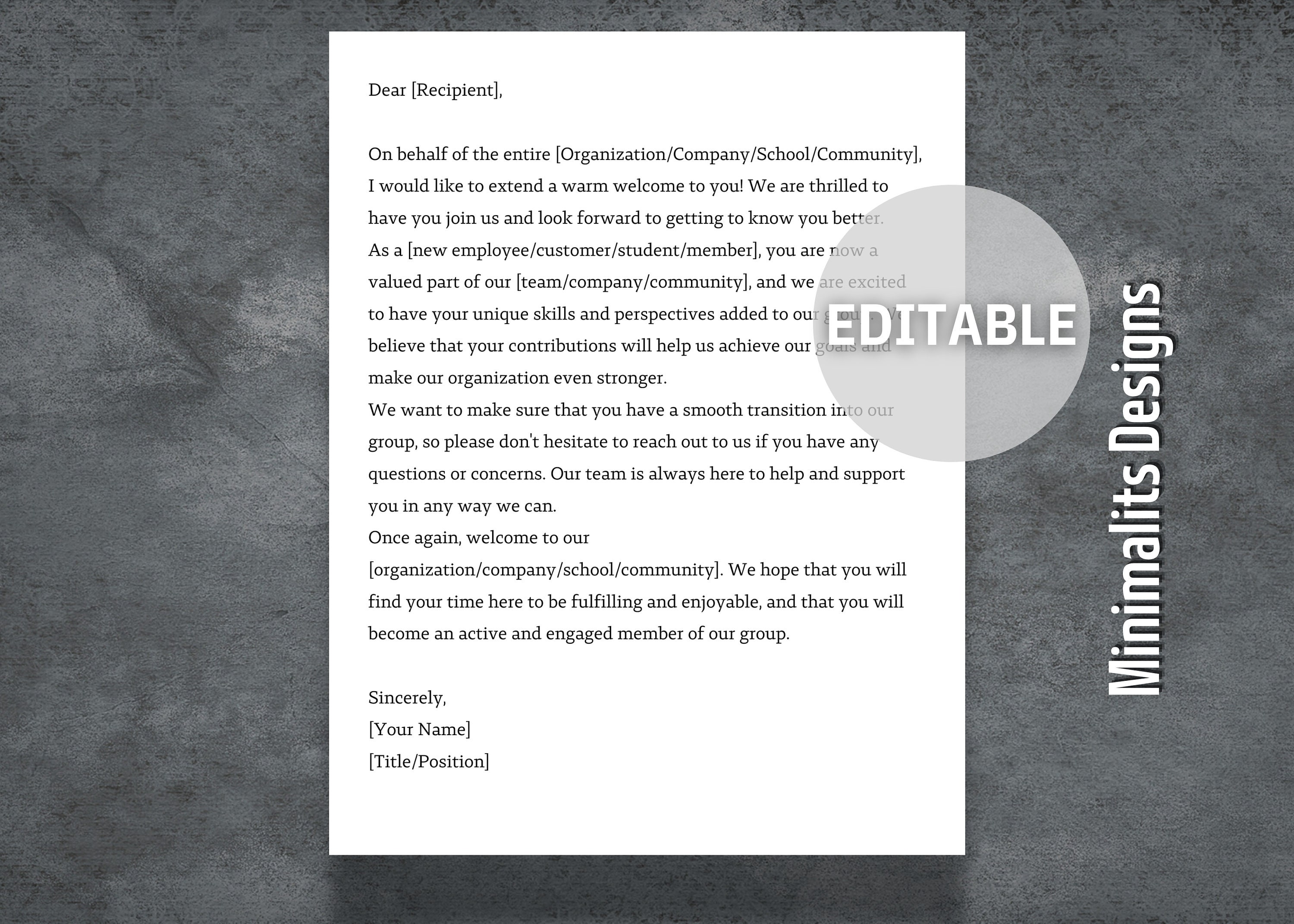 Welcome Letter, Greeting Letter, New Employee Welcome Letter, Printable ...
