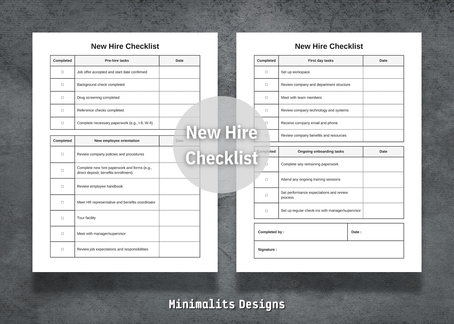New Hire Checklist, HR New Employee Form, New Hire Essentials, Employee ...