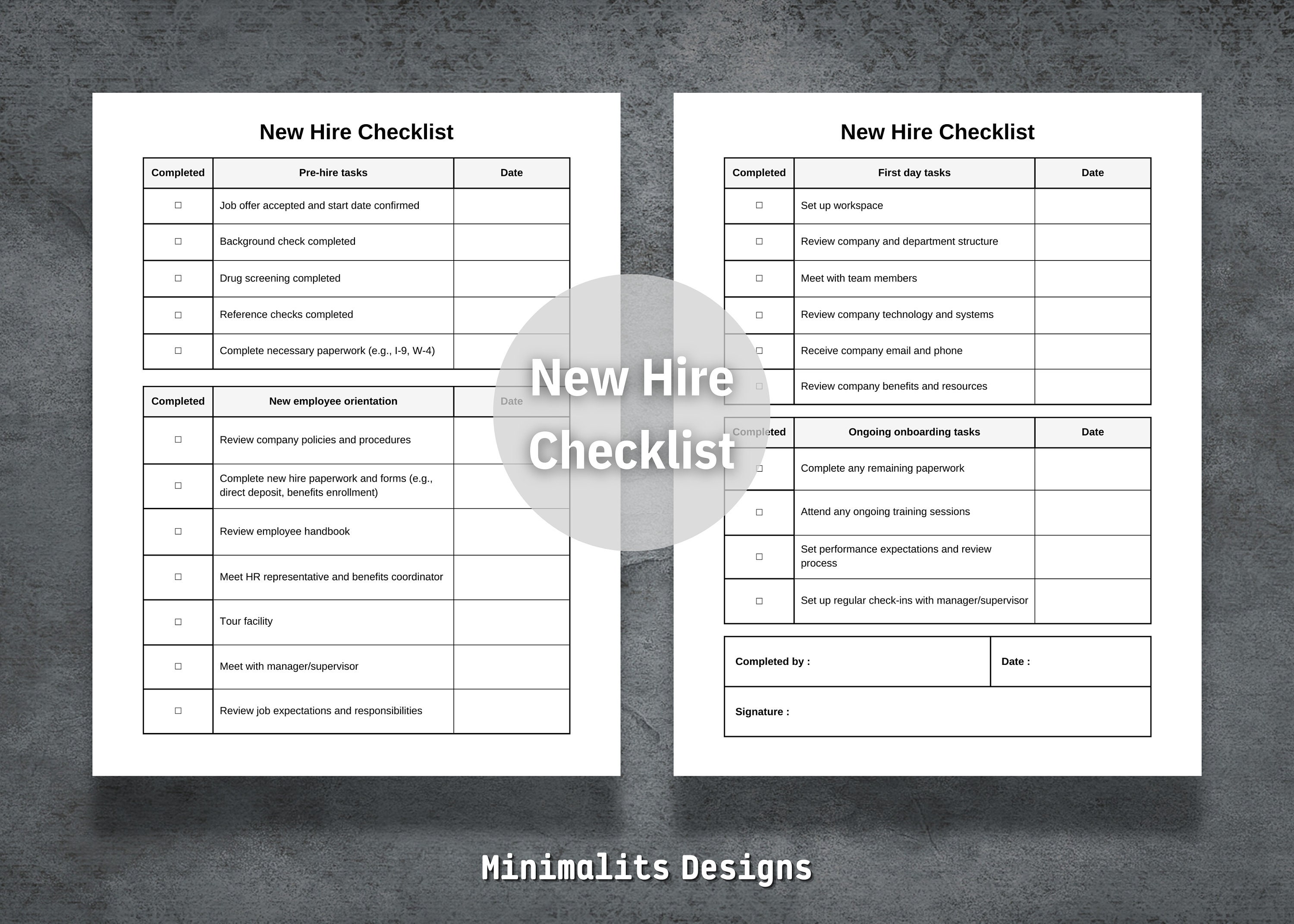 New Hire Checklist, HR New Employee Form, New Hire Essentials, Employee ...