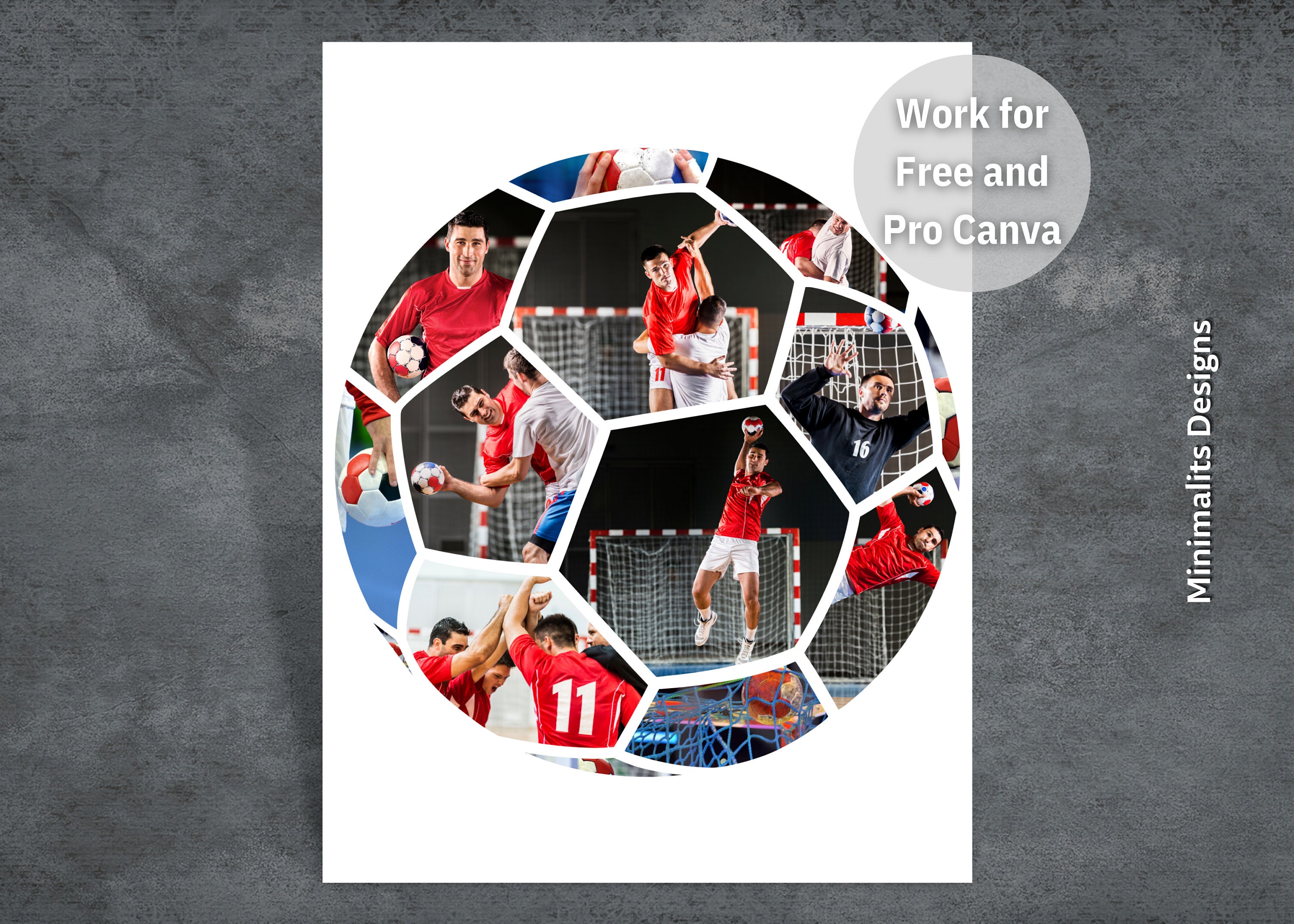 Handball Photo Collage, Editable Canva Template, Handball Canva Frame ...