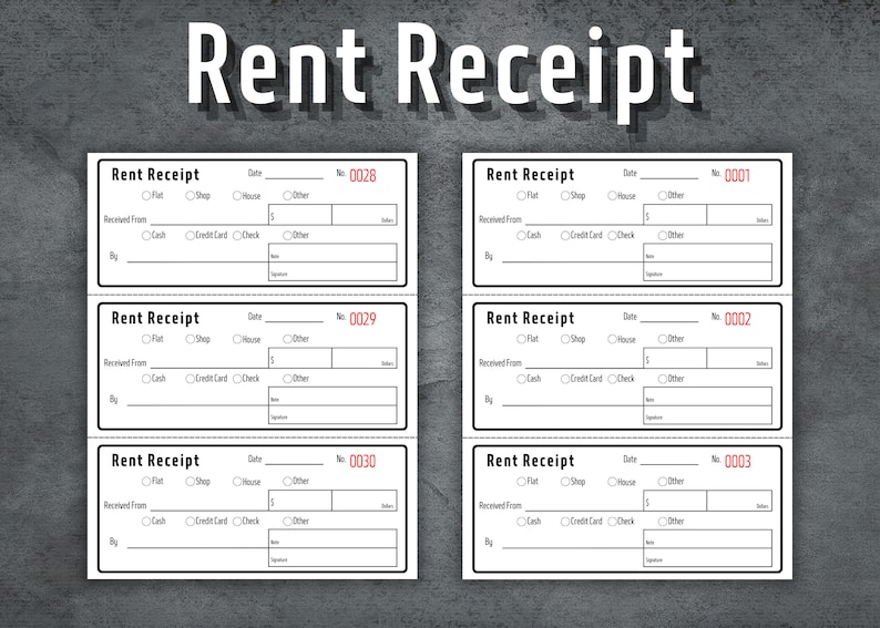 Rent Receipt, Printable Receipt, Cash Receipt, Rent Receipt Template, Editable Rent Receipt ...