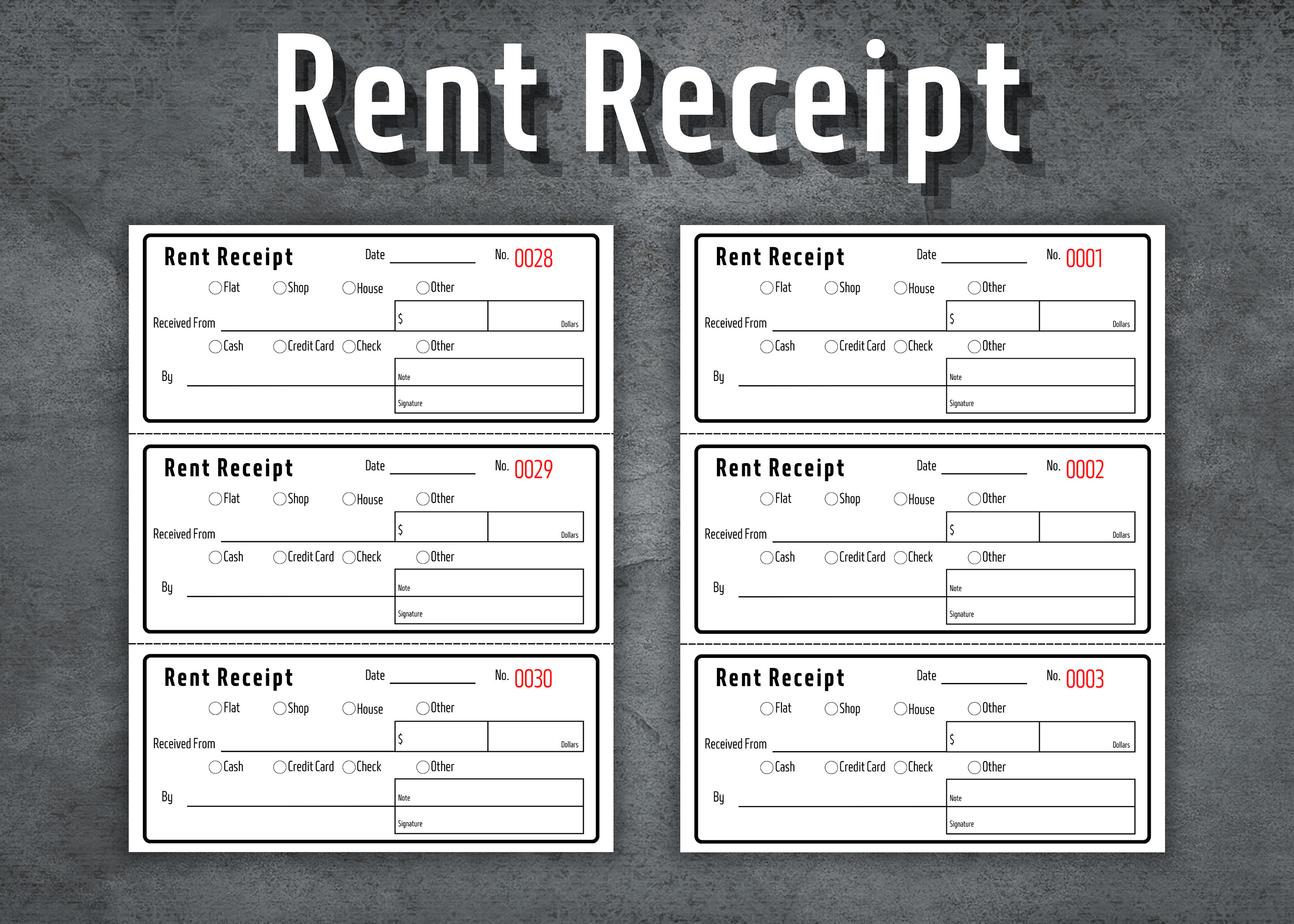 Rent Receipt, Printable Receipt, Cash Receipt, Rent Receipt Template ...