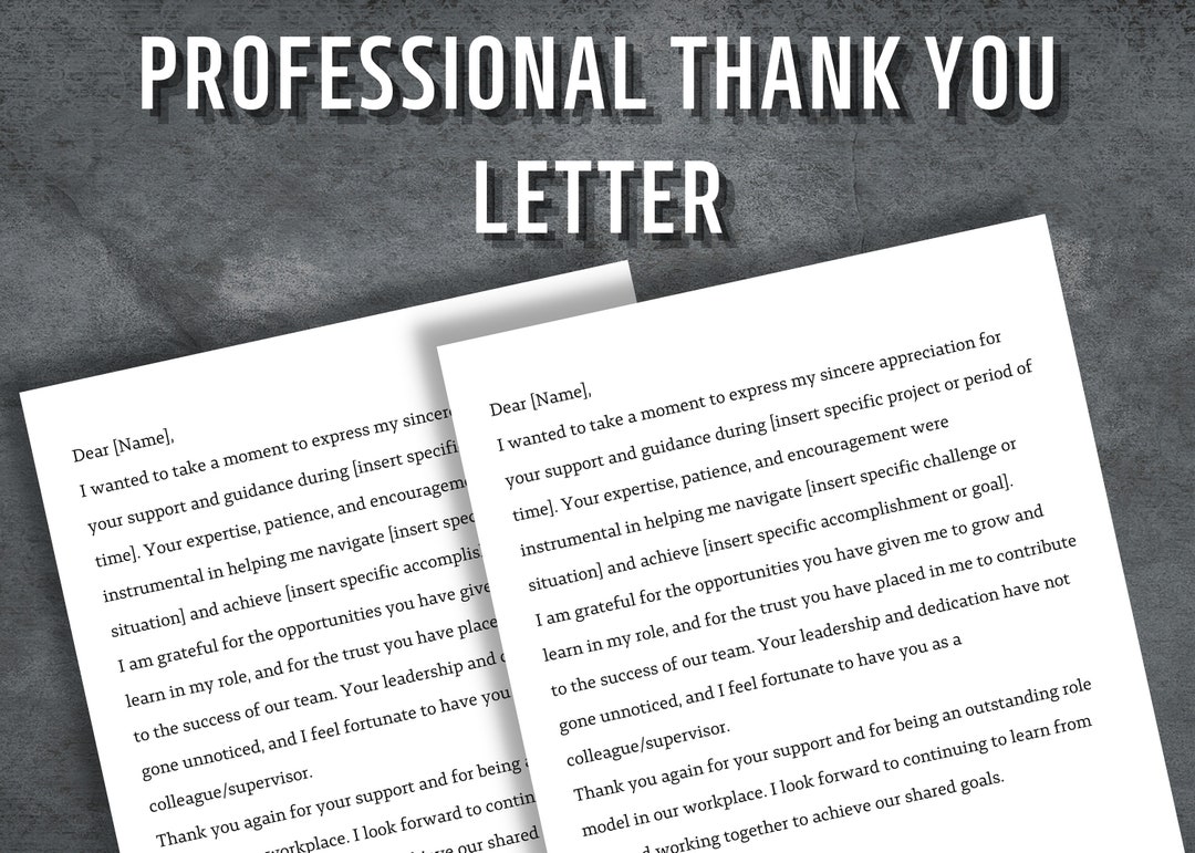 Professional Thank You Letter, Printable Thank You Letter, Thank You ...