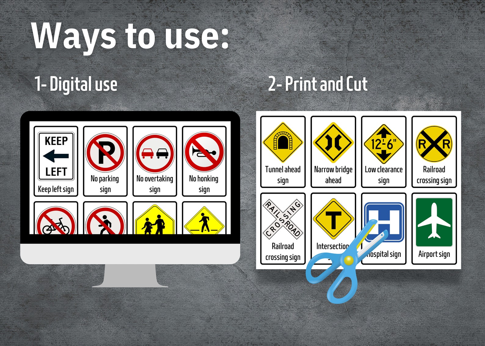 Road Signs Flashcards, Preschool Flashcards, Printable Montessori Cards ...