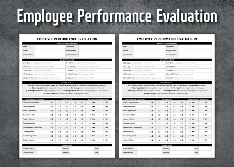 Employee Performance Evaluation, Printable Performance Review, Human ...