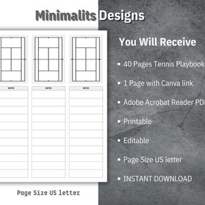 Tennis Playbook Template, Printable Blank Tennis Diagrams, Canva ...