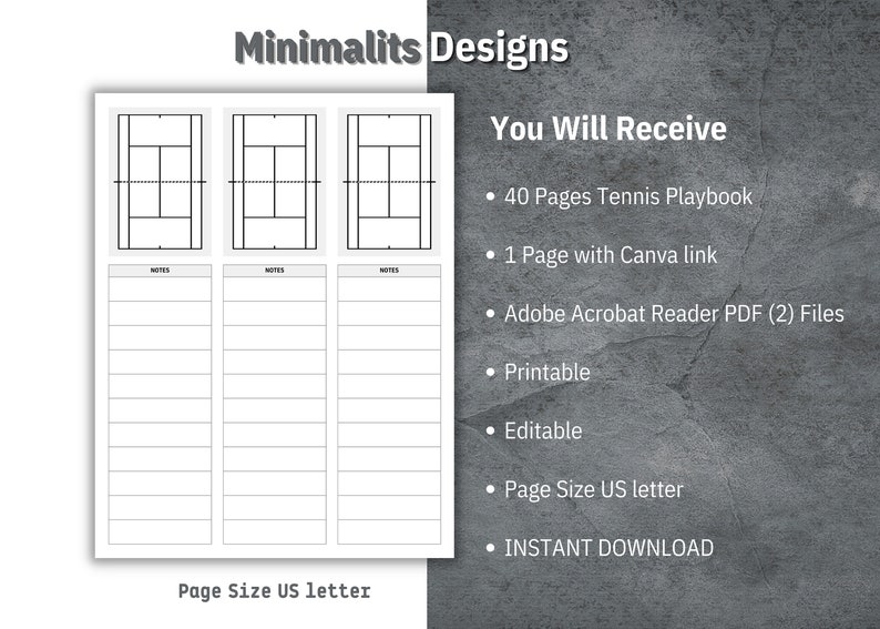 Tennis Playbook Template, Printable Blank Tennis Diagrams, Canva ...