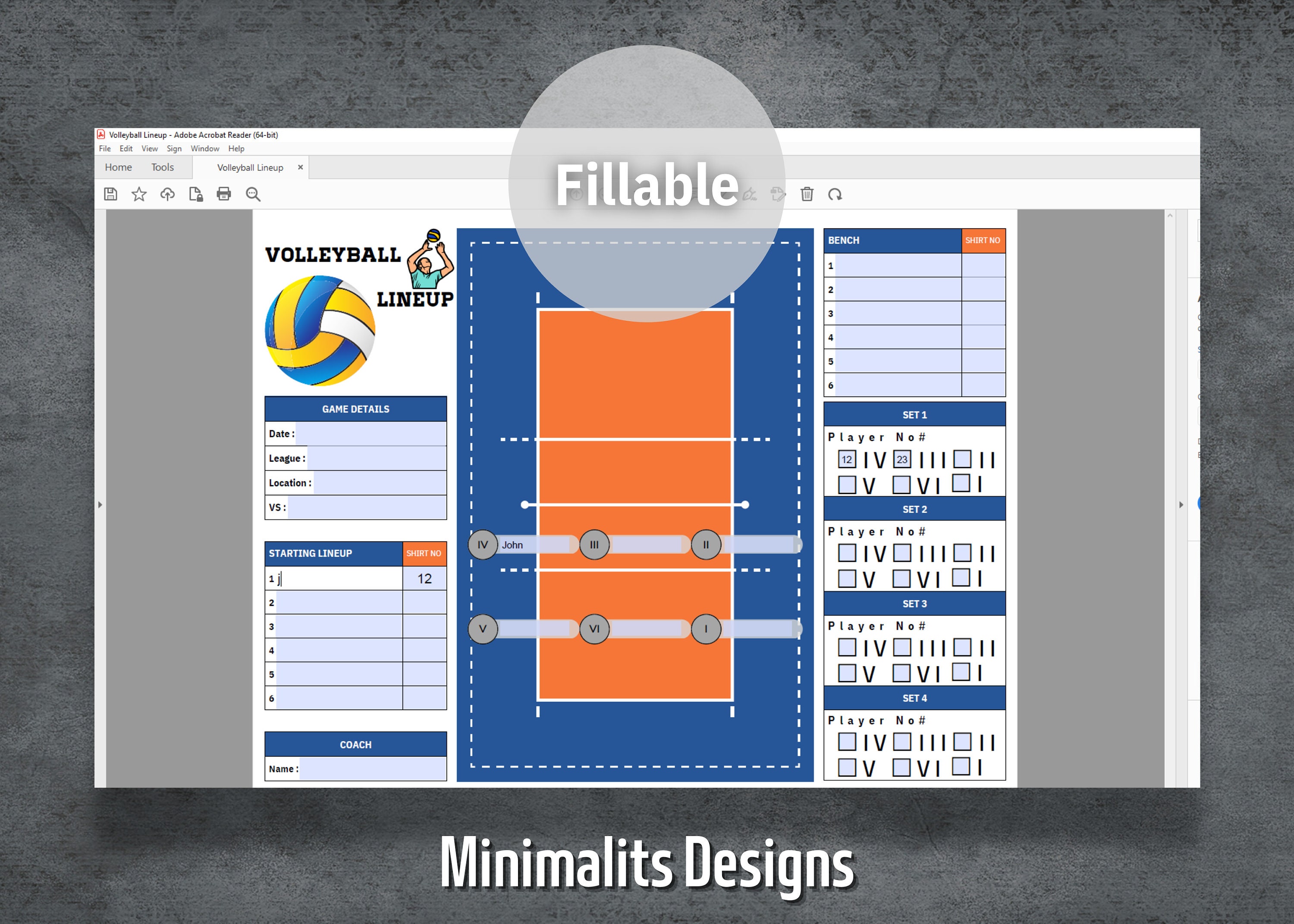 Volleyball Lineup, Volleyball Lineup Maker, Volleyball Game Day Strategy, Printable Volleyball ...