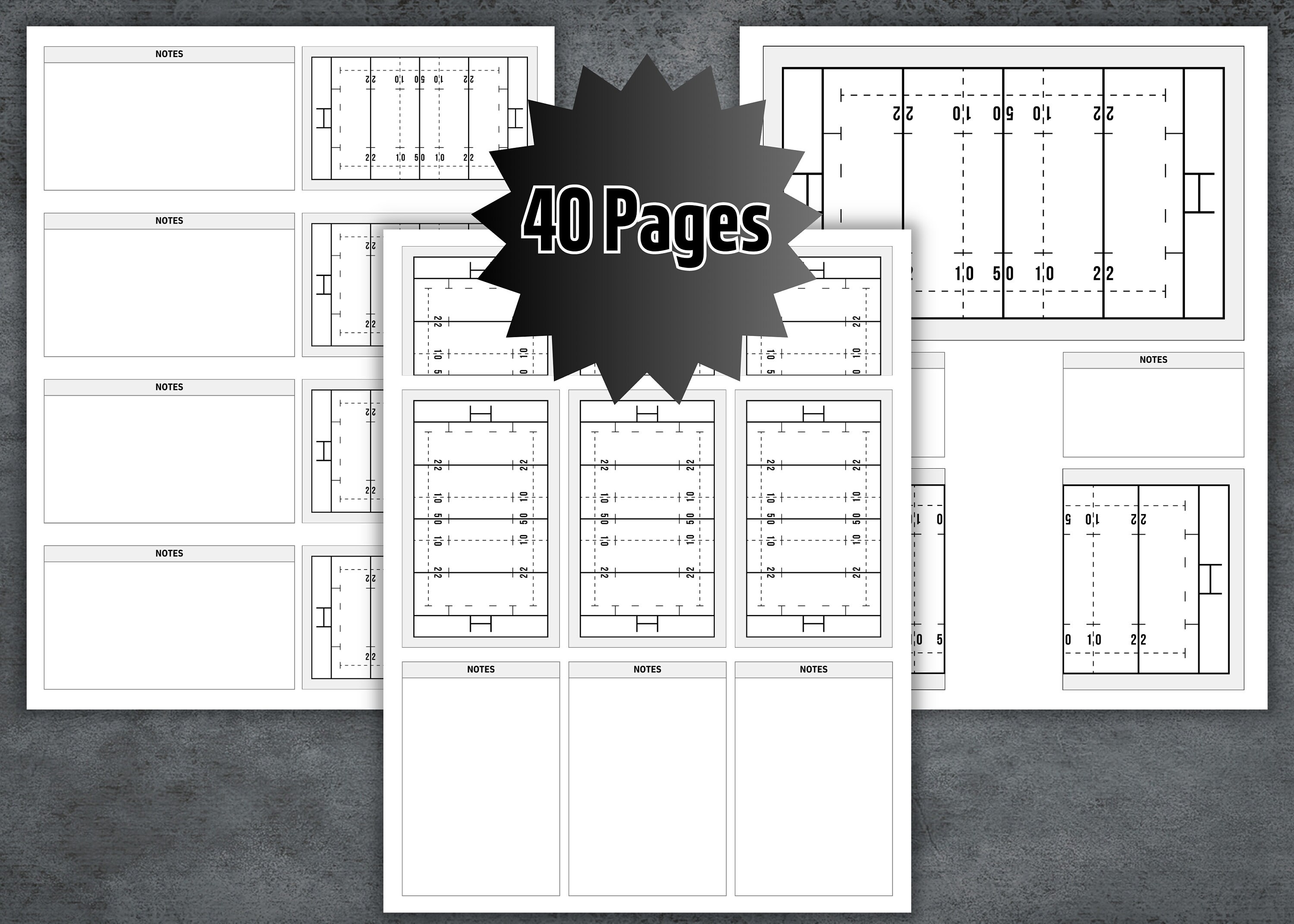 Rugby Playbook Template, Printable Blank Rugby Diagrams, Canva Template ...