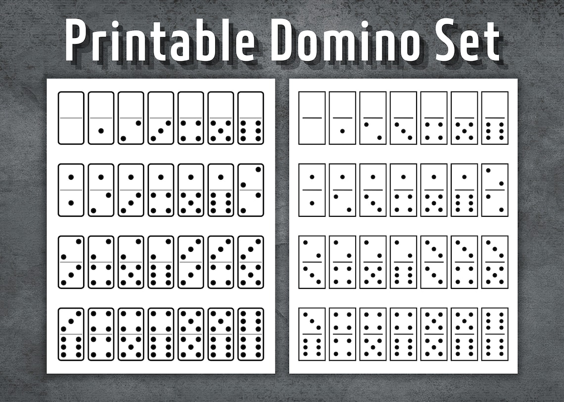 Printable Domino Set, Dominoes Template Set, Printable Dominoes, Domino ...