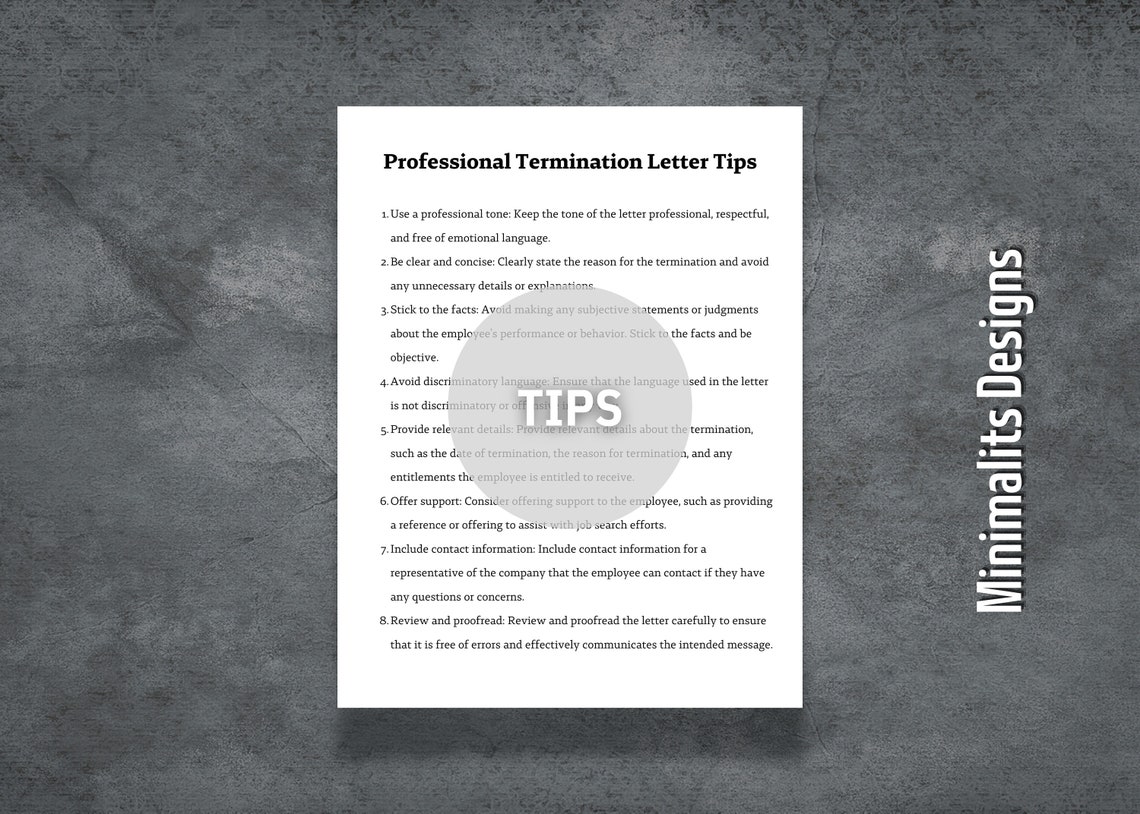 Professional Termination Letter Printable Termination Letter - Etsy