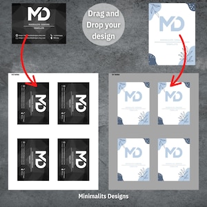 Drag and Drop Card Templates, Business Card, Printable Flashcard ...