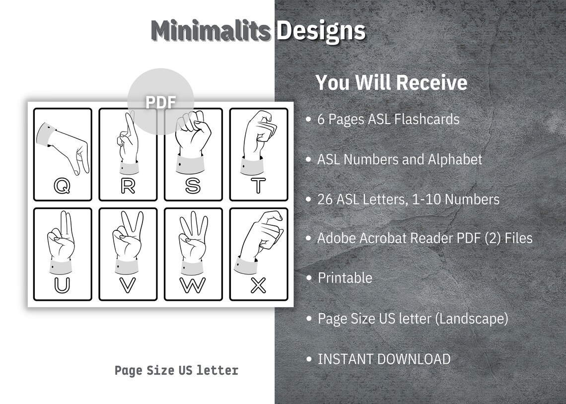 ASL Flashcards, Preschool Flashcards, Printable Montessori Cards, Sign ...