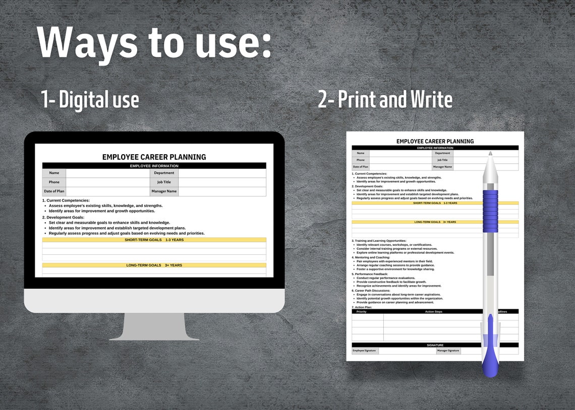 Employee Career Planning, Printable Employee Development Template ...