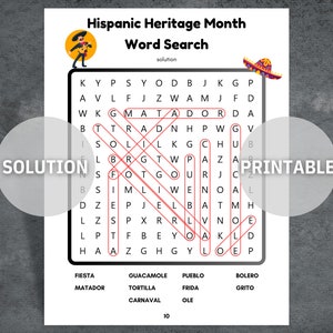 Hispanic Heritage Month, Printable Hispanic Word Search, Celebrate ...