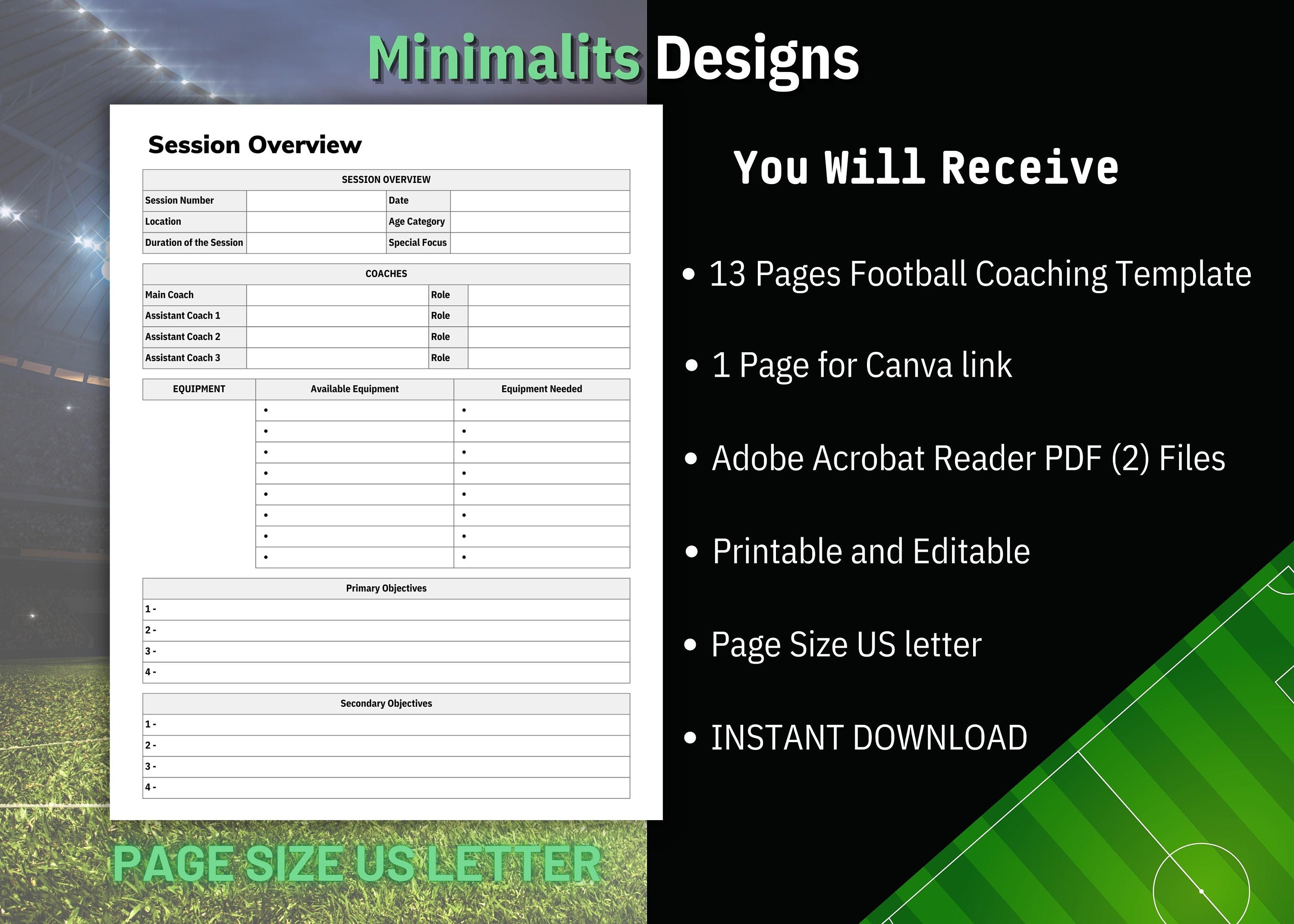 Football Coaching Template, Soccer Practice Plan, Football Game Day ...