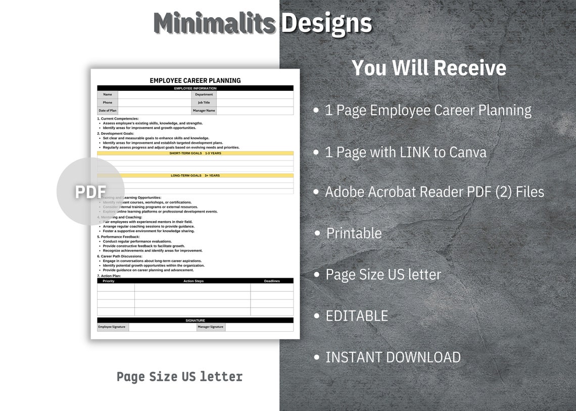 Employee Career Planning, Printable Employee Development Template ...