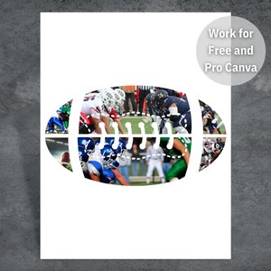 Football Photo Collage, Editable Canva Template, American Football ...