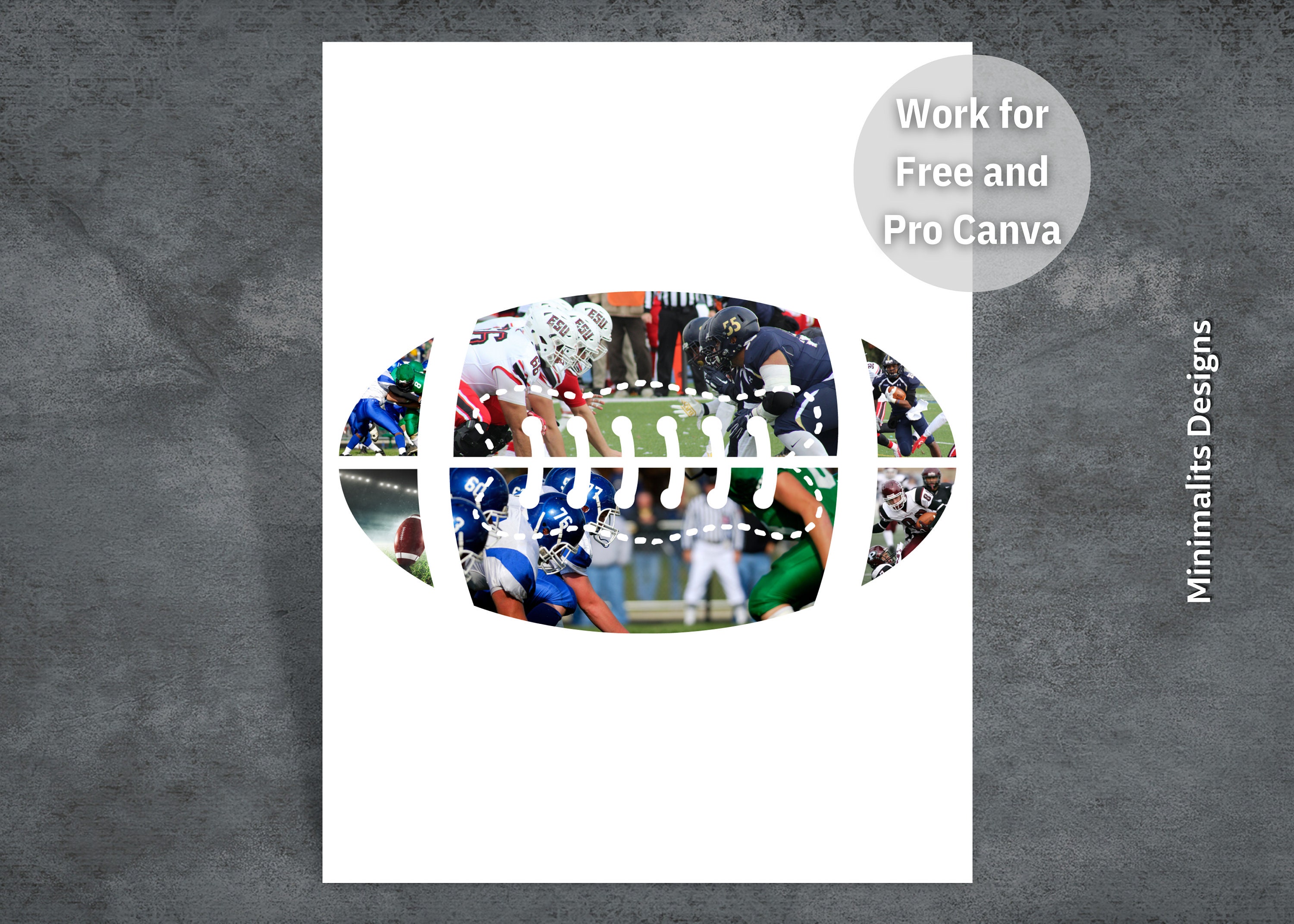 Football Photo Collage, Editable Canva Template, American Football ...