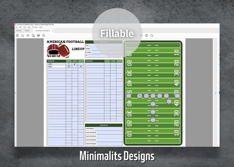American Football Lineup, Football Lineup Maker, Football Game Day ...
