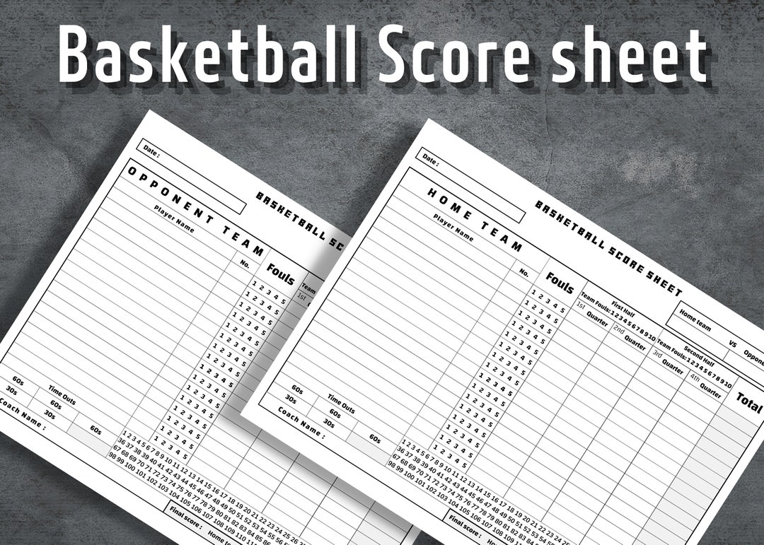 Basketball Score Sheet, Basketball Score Card, Printable Basketball ...